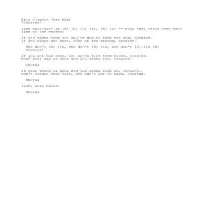 Cocaine Eric Clapton Txt