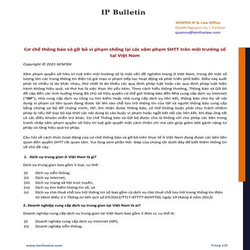 Co che thong bao va go bo vi pham chong lai cac xam pham shtt tren moi truong so tai viet nam | PDF