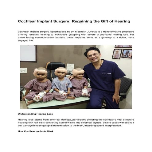 Cochlear Implant Surgery in Gurgaon (ENT INFOGRAPHY) | PDF