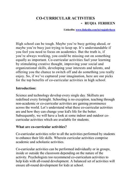 Curricular and Co-Curricular Activities | PPTX