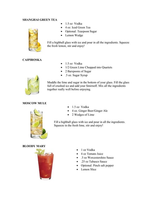 25 international cocktails | DOCX