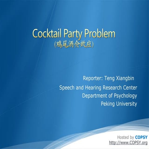 Cocktail party problem | PPT