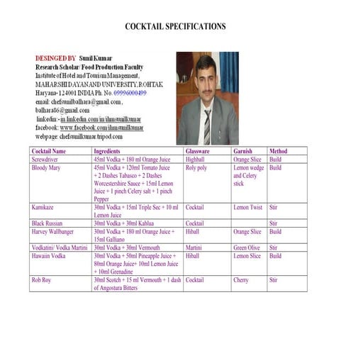 Cocktail specifications | DOC