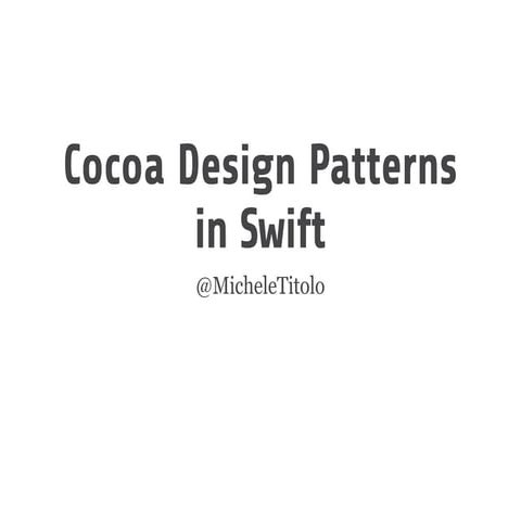 Cocoa Design Patterns In Swift Pdf