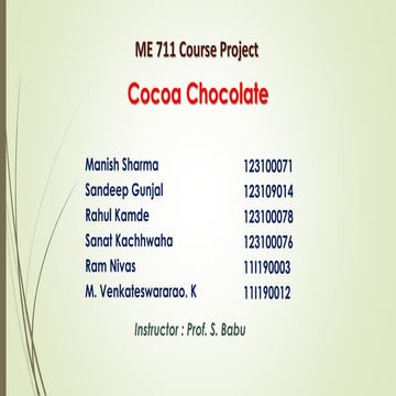 Cocoa chocolate a dream company | PPT