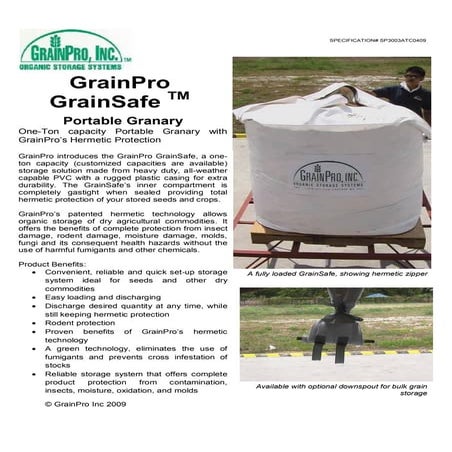 GrainPro: Cocoon 1 MT Grain Safe | PDF