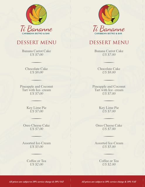 Ti Bananne Caribbean Bistro & Bar Dinner menu | PDF | Cooking | Food ...