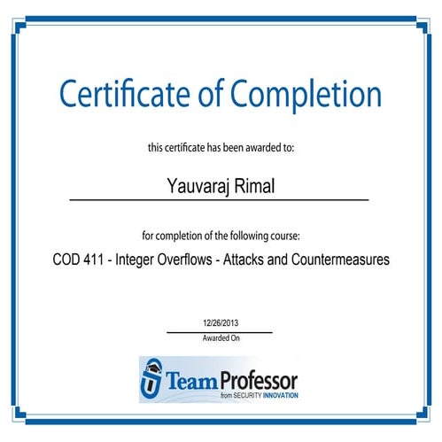 Cod 411 Integer Overflows Attacks And Countermeasures Ppt