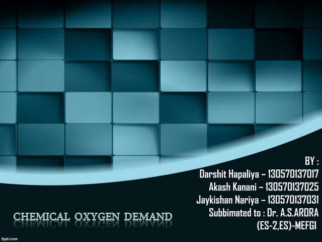 Chemical oxygen demand | PPTX