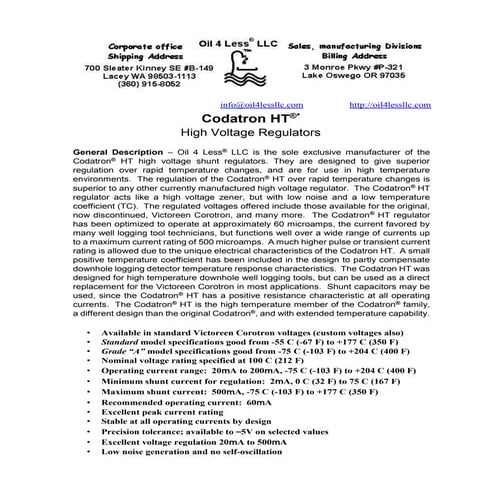 Codatron ht high voltage regulators | PDF
