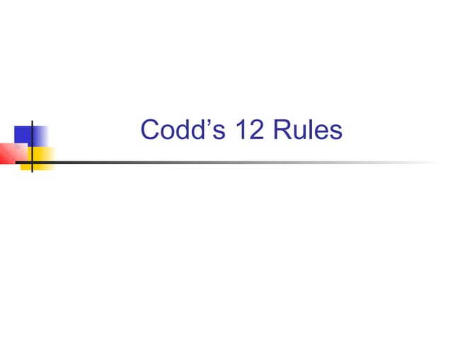Codd's rules | PPT
