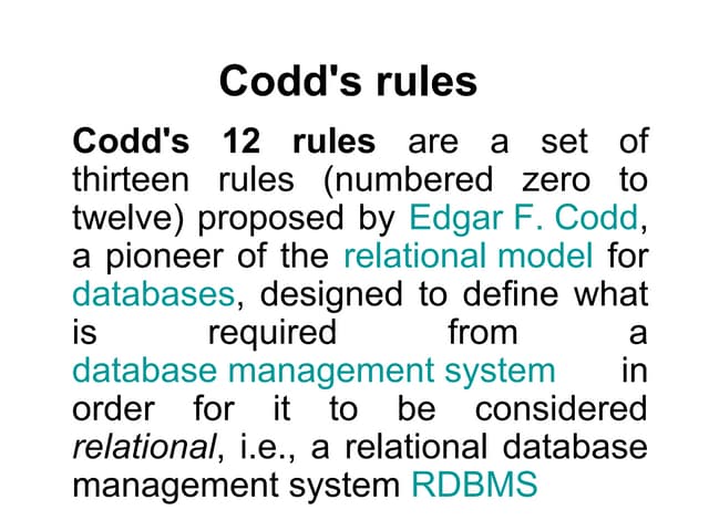 Codd's rules | PPT