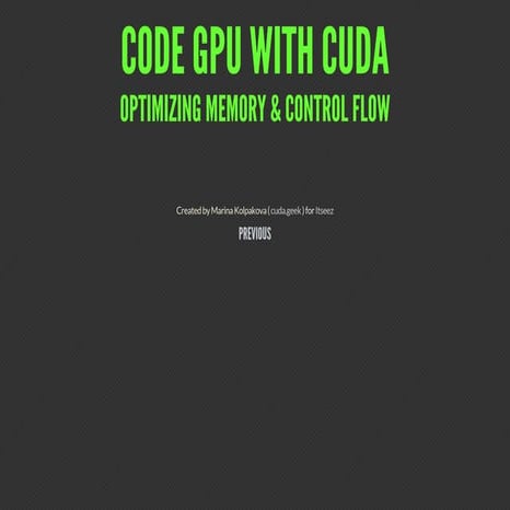 Code Gpu With Cuda Optimizing Memory And Control Flow Pdf Data