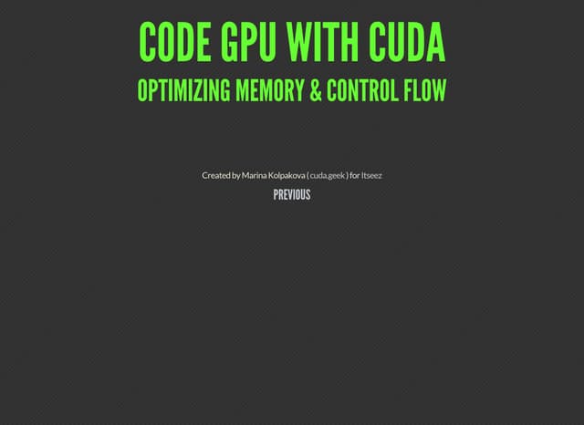 Code Gpu With Cuda Optimizing Memory And Control Flow Pdf Data