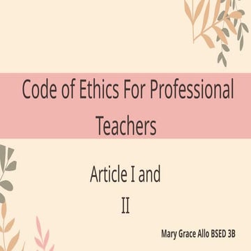 Code of ethics for professional teachers | PDF