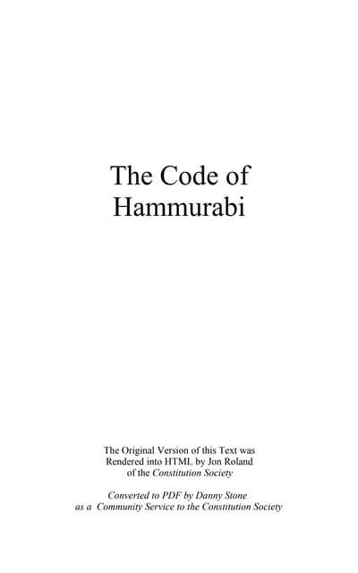 The Code Of Hammurabi | PDF