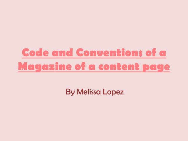 Magazine contents codes and conventions | PPTX