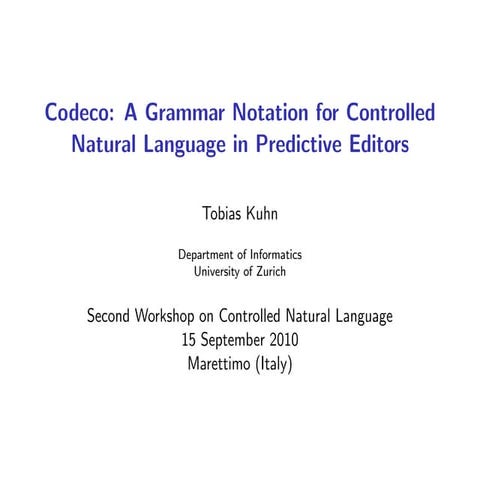 Codeco A Grammar Notation For Controlled Natural Language In Predictive Editors Ppt 0882