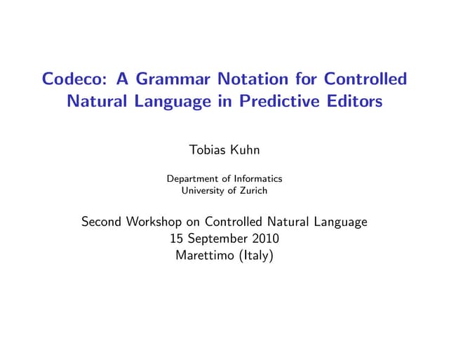 Codeco A Grammar Notation For Controlled Natural Language In Predictive Editors Ppt 0882