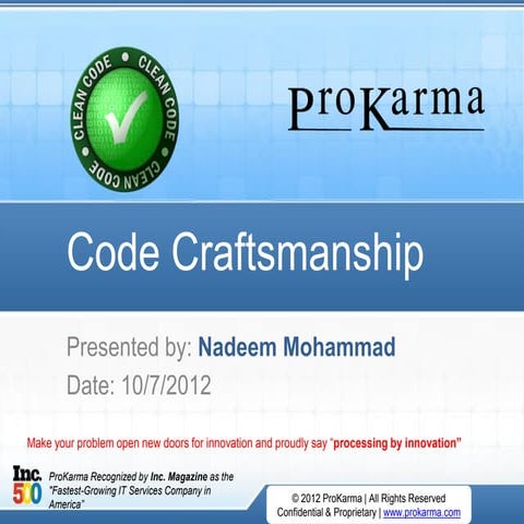 Code Craftsmanship | PPT