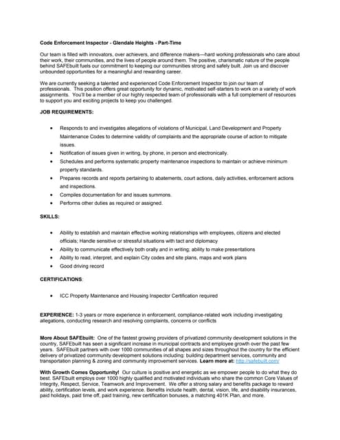 Crystal Lake Building Inspector | PDF