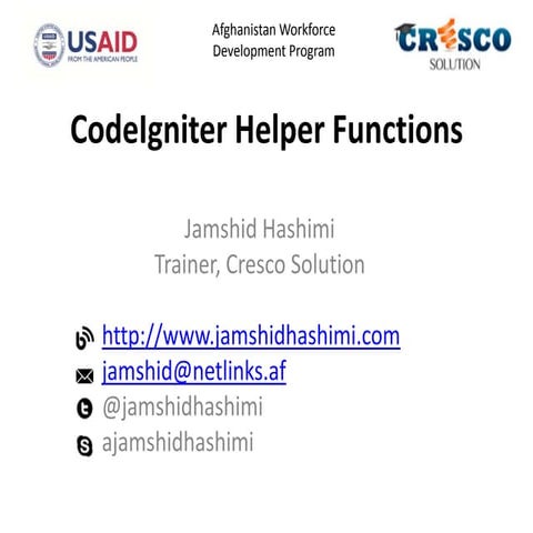 Codeigniter Helper Functions Ppt