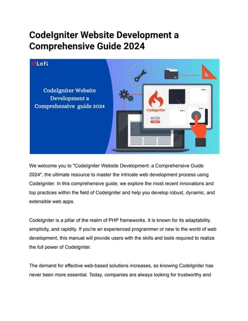 Codeigniter Website Development A Comprehensive Guide 2024 Pdf