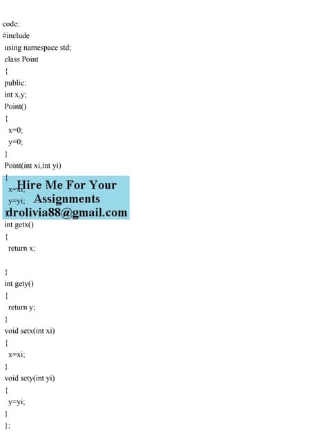 Codeincludeiostream Using Namespace Std Class Point Pdf