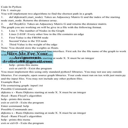 Code In Pythonfile 1 Mainpyyou Will Implement Two Algorithms Tpdf