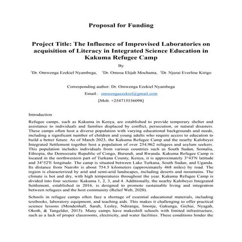 a sample proposal for funding for those who are interested to write proposals for funding CODE ...