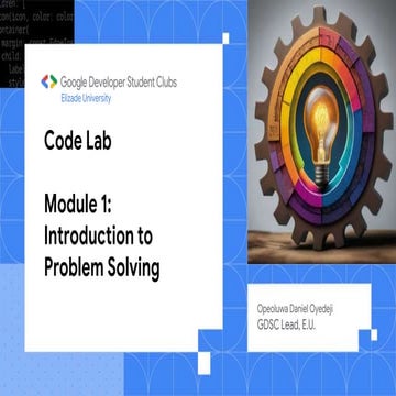 Code Lab Module1 (GDSC Elizade University) | PPT