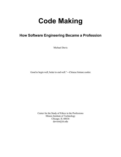 Chapter 1: Professional Issues in Software Engineering | PPT