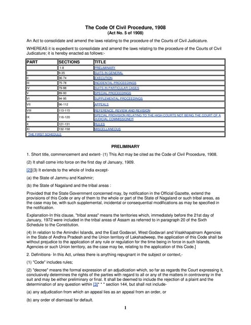 Introductory of Code of Civil Procedure, 1908 | DOCX