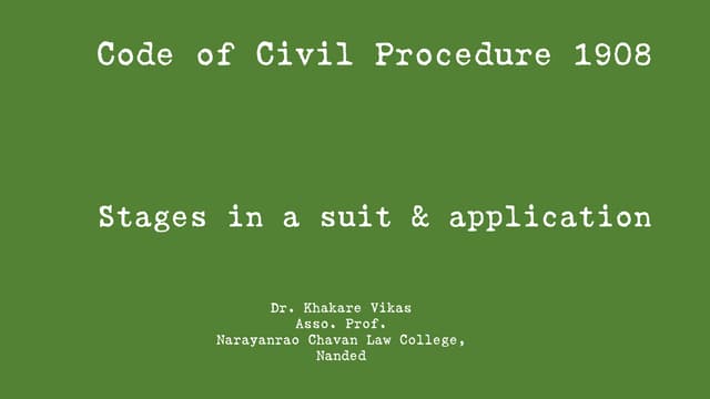 The Code of Civil Procedure, 1908 | PPTX