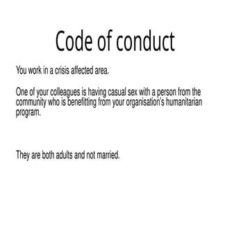 Code of conduct and associated PSEA principles | PPTX