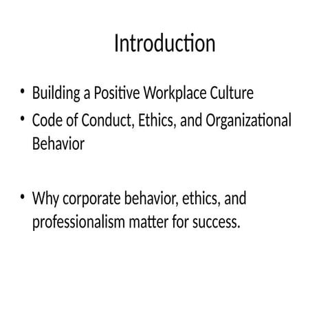 PPt on corporate employees, behaviour and conduct. | PPTX | Career Advice | Careers