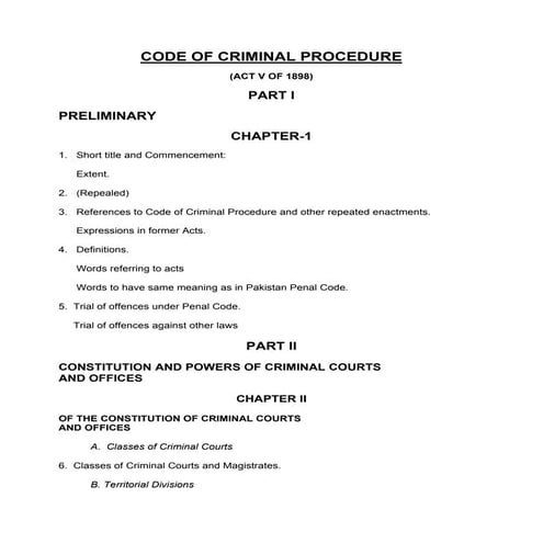 Code of criminal procedure 1898 | PDF | Crime & Harmful Acts to Individuals, Society & Human ...