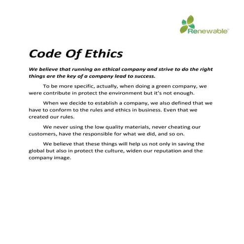 Code of ethics | DOCX