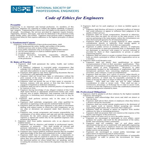 Code of ethics for engineers Zaydoun | PDF