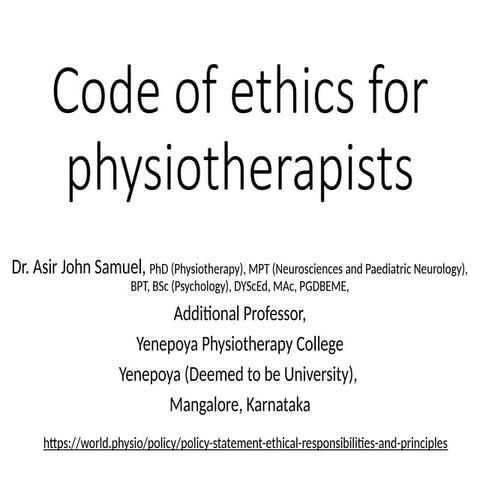 Code of ethics for physiotherapists - WCPT (World Physiotherapy) & IAP ...