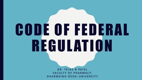 Code of Federal Regulations | PPT