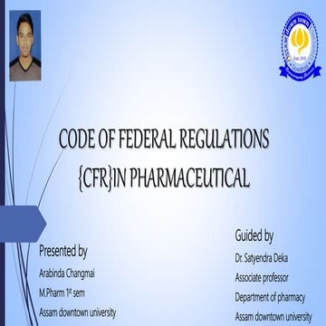 Code of federal regulations {cfr} in pharmaceutical | PPTX