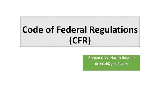 Code of Federal Regulations | PPT