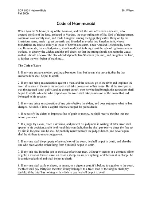 Hammurabi's Code | PPT