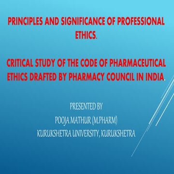 Code of Pharmaceutical Ethics | PPTX