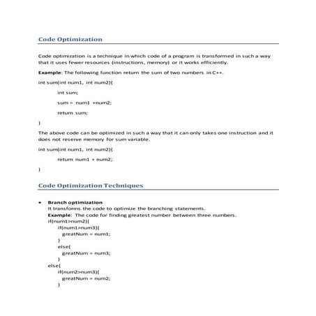 Code Optimization In Mips Docx Programming Languages Computing