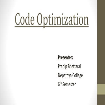 Principal source of optimization in compiler design | PPT