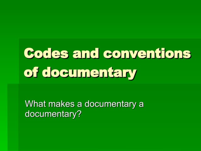Basic Documentary Genres Outline