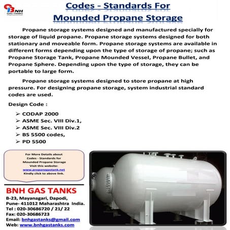 Codes Standards for Mounded propane storage | PDF
