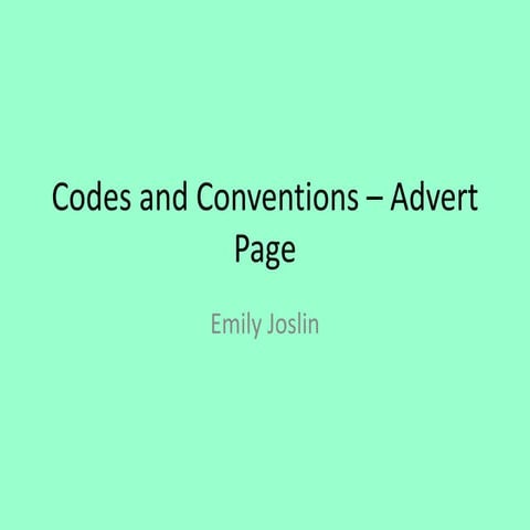 Codes and conventions – advert page y13 | PPT